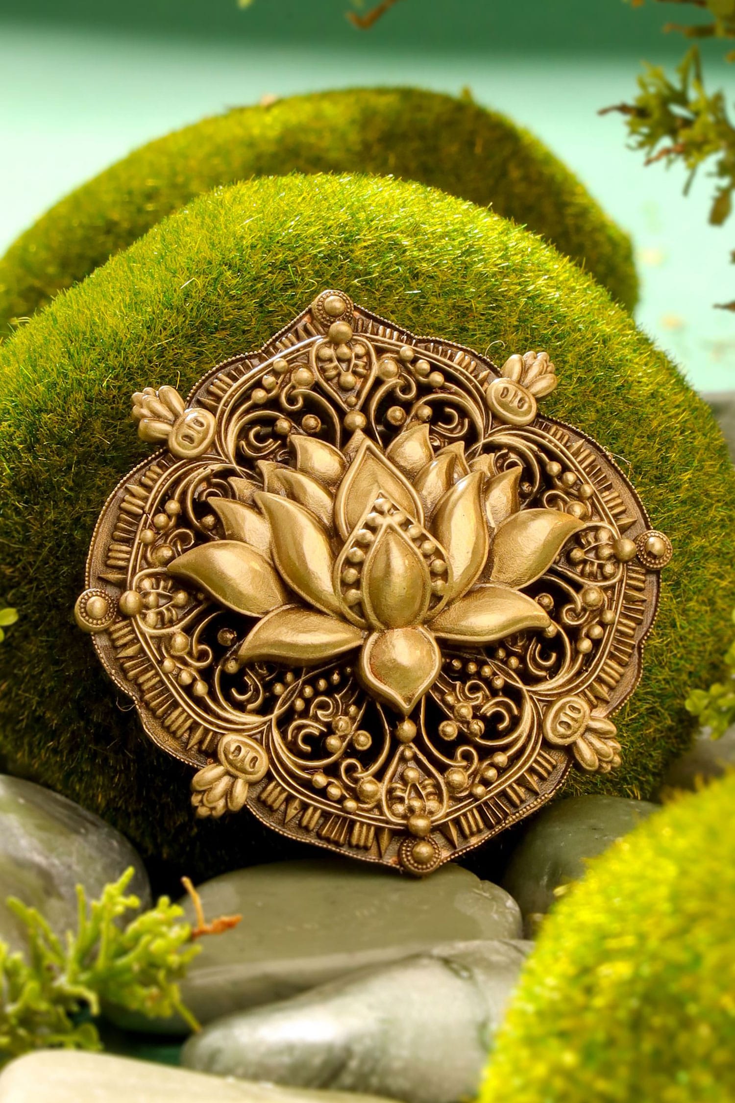 Buy Gold Carved Iconic Lotus Brooch For Men by Cosa Nostraa Online at ...