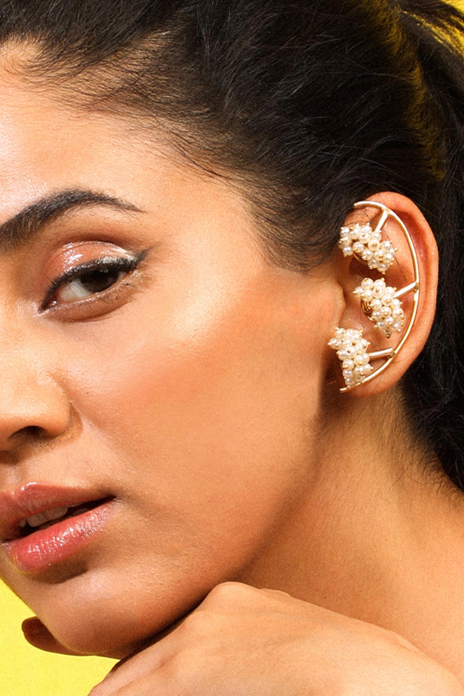 Buy Gold Plated Pearls Embellished Ear Cuffs by SUHANI PITTIE Online at ...
