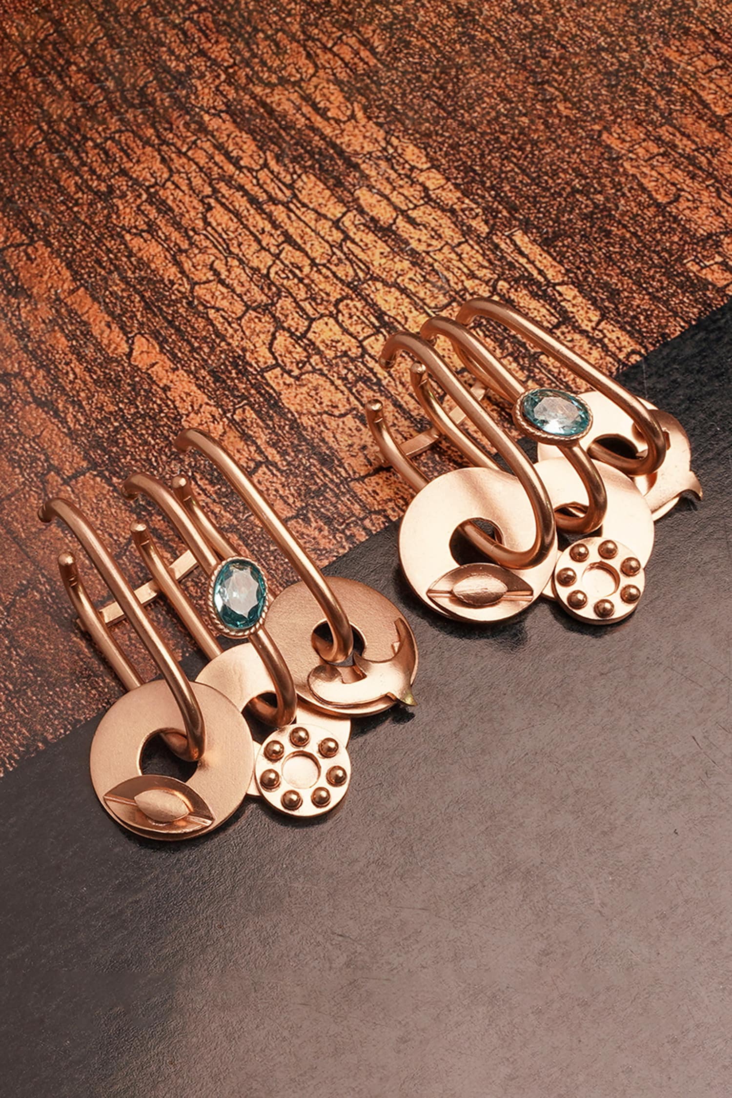 Buy Gold Plated Crystal Punk City Embellished Ear Cuffs by SUHANI ...