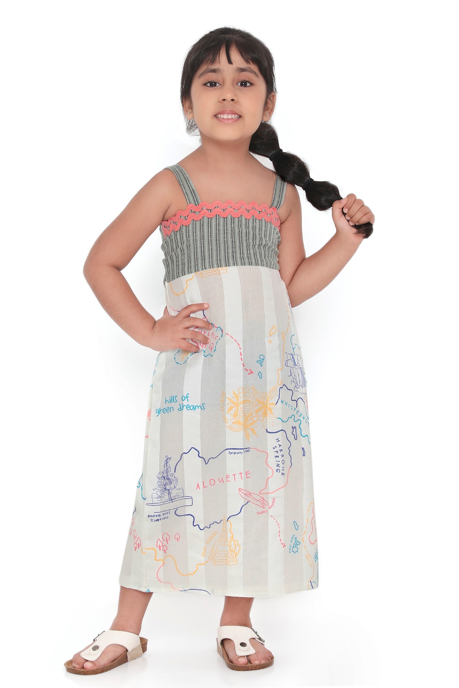 Buy Off White Organic Cotton Printed Abstract Voyager Trails Dress For ...