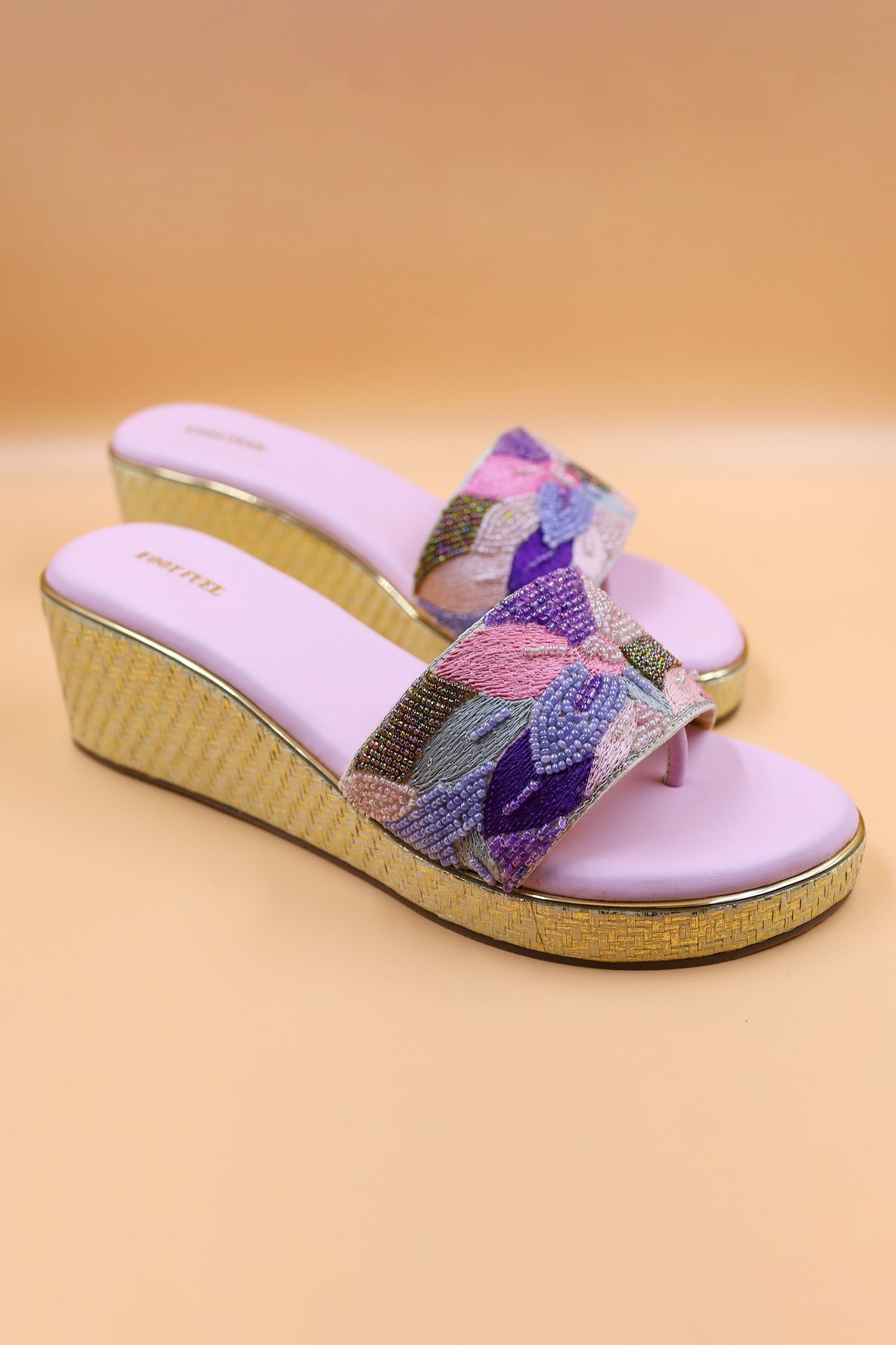 Buy Multi Color Anchor Thread Nova Embellished Wedges by Foot Fuel ...