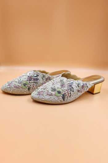 Buy Multi Color Embellished Layla Floral Embroidered Mules by Foot Fuel ...