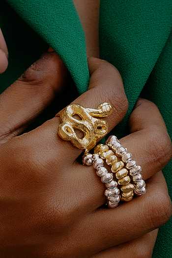 Buy Gold Plated Recycled Bronze Cobra Snake Carved Ring by Arvino ...