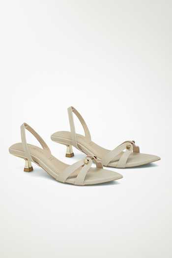 Buy Off White Chain Double Strap Block Heels by Signature Sole Online ...