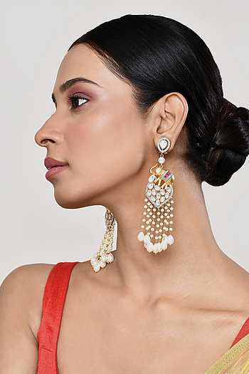 Buy Gold Plated Artifical Stones Gaja Rays Embellished Danglers by Our ...