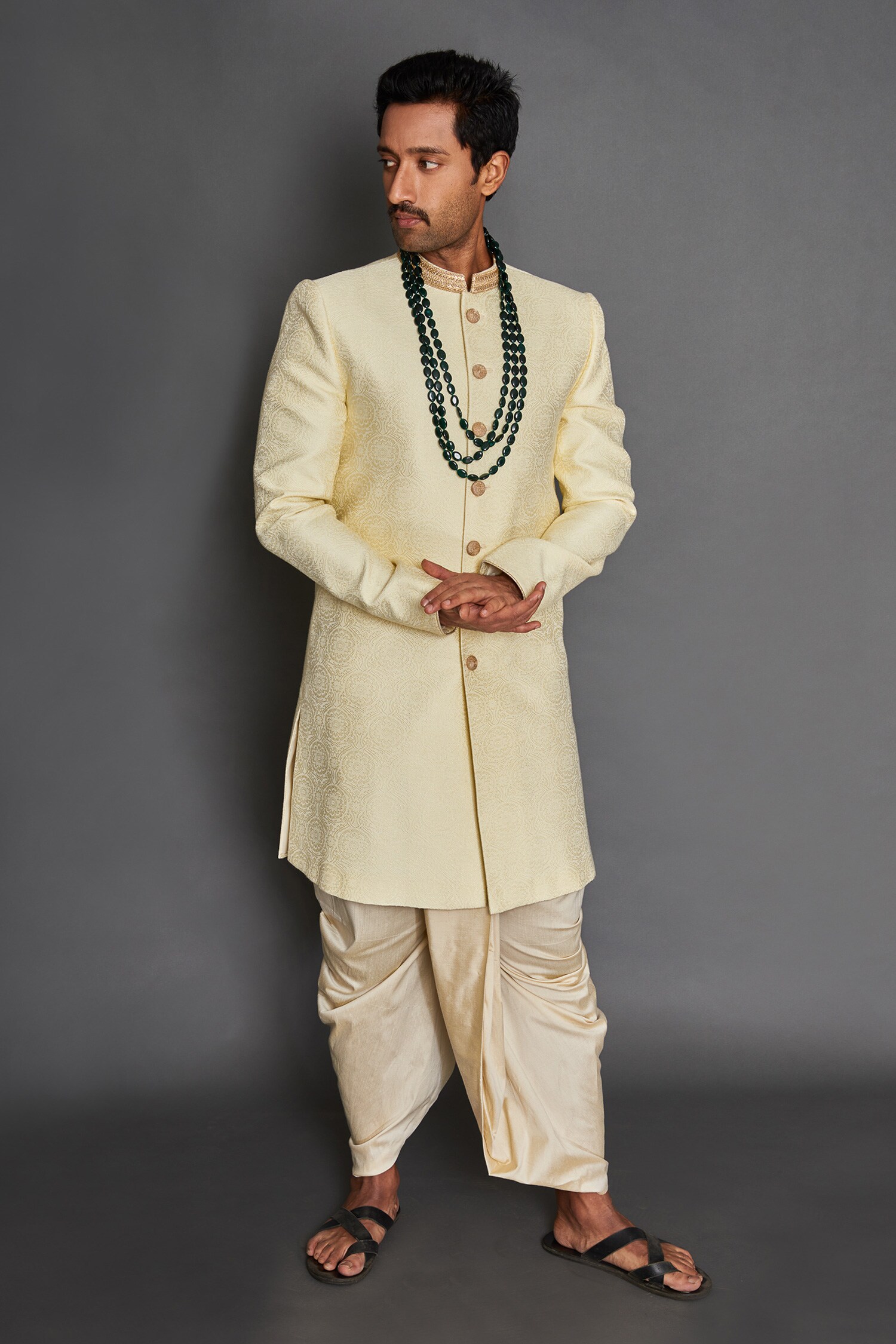 Buy Green Semi Precious Stone Three-layered Maala For Men by Seirra ...