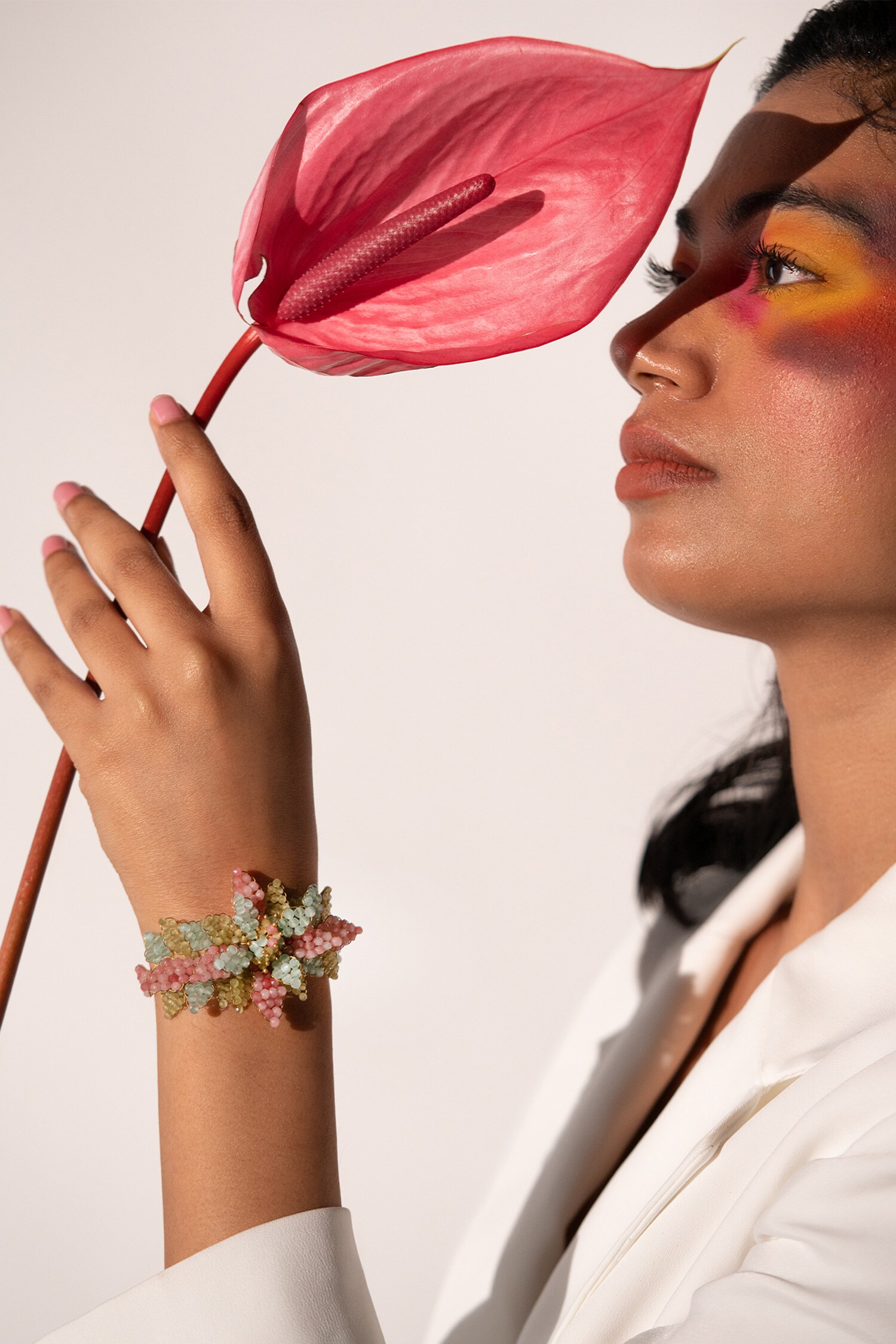 Buy Multi Color Crystal Aster Embellished Bracelet by House of D'oro Online at Aza Fashions.