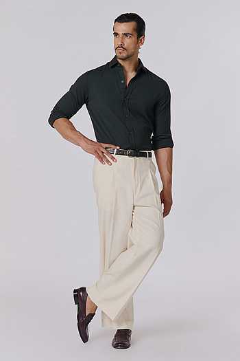 Buy Black Terylene Embellished Crest Placed Shirt For Men by S&N by ...