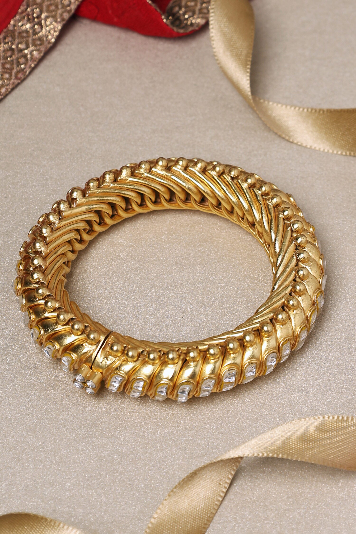 Buy Gold Plated Kundan Embellished Shineshahi Tode Bangle by Mero ...