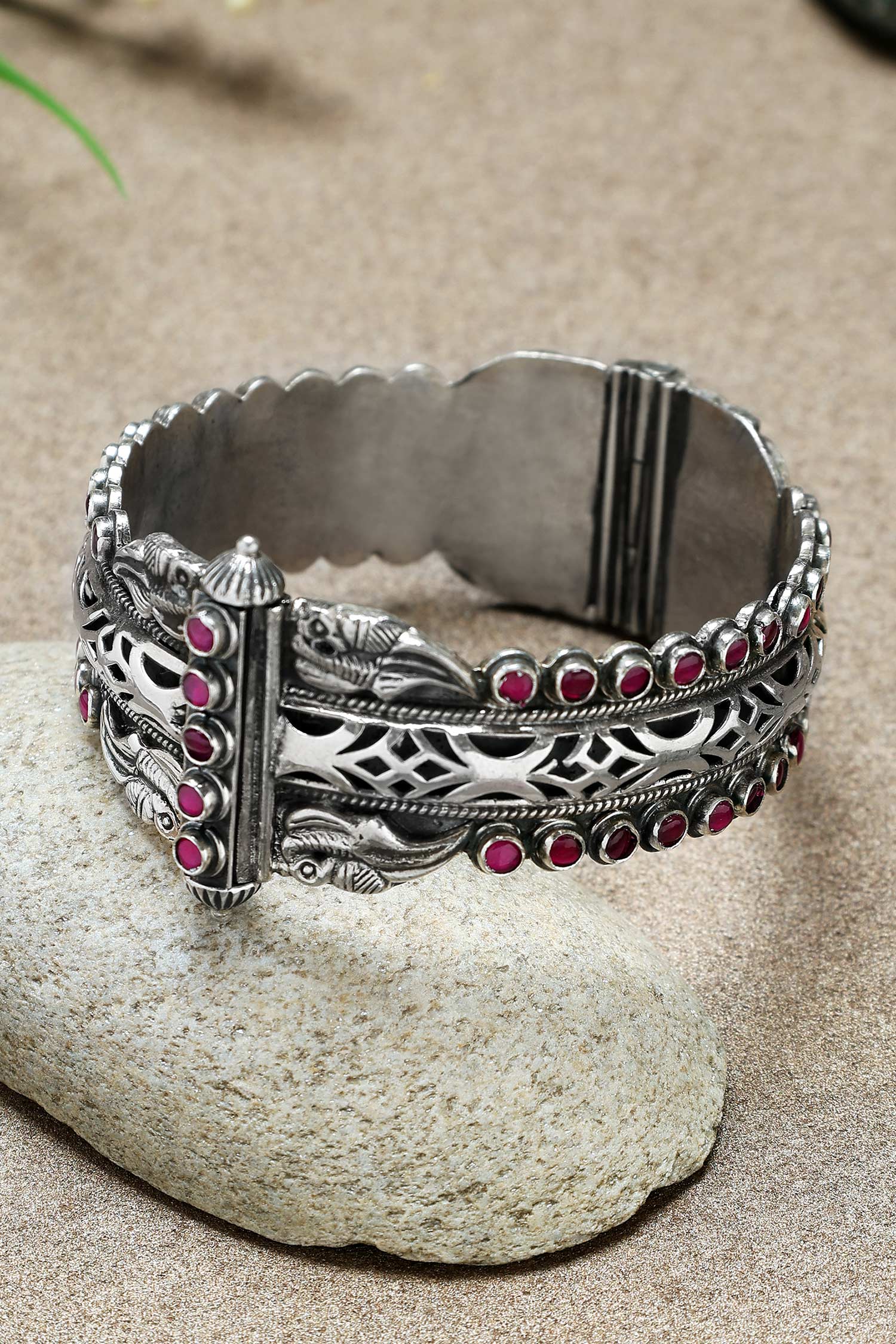 Buy Red Ruby Tribal Embellished Kada by Mero Jewellery Online at Aza ...