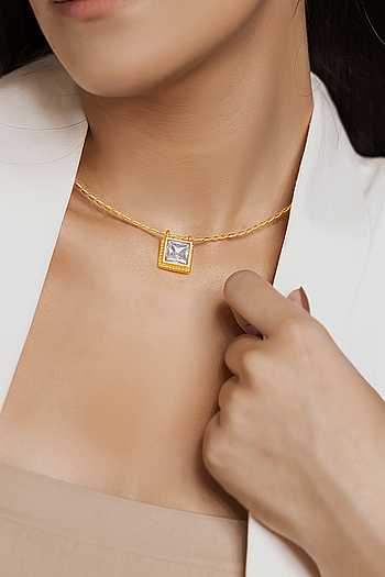Buy Gold Plated Stone Majestic Square Embellished Choker by joules by ...