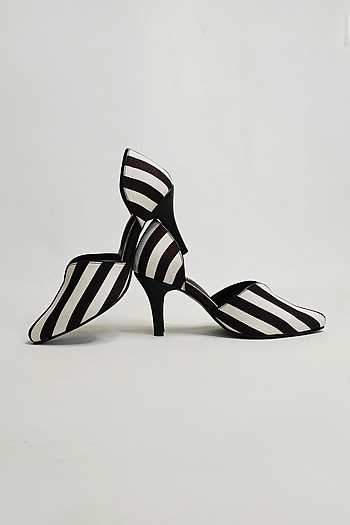 Buy Black Striped Kate Print Pumps by THE ALTER Online at Aza Fashions.