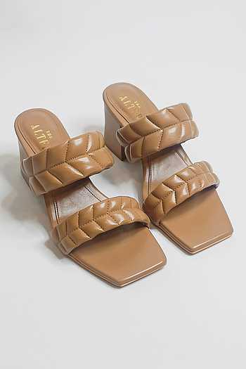Buy Brown T Shaped Quilted Statement Block Heels by THE ALTER Online at ...