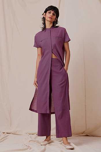 Buy Purple Handwoven Cotton Solid Neil Pant For Women by The Summer ...