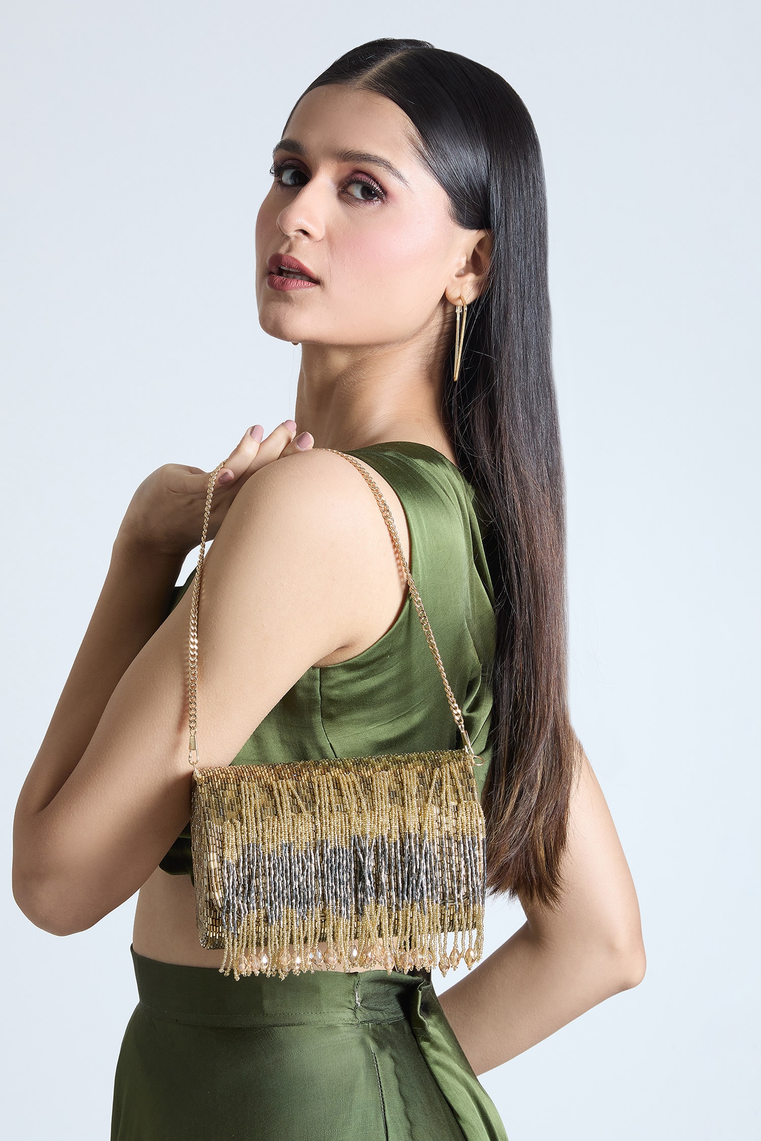 Buy Gold Cutdana Brazen Crystal And Embellished Sling Bag by Tasna ...