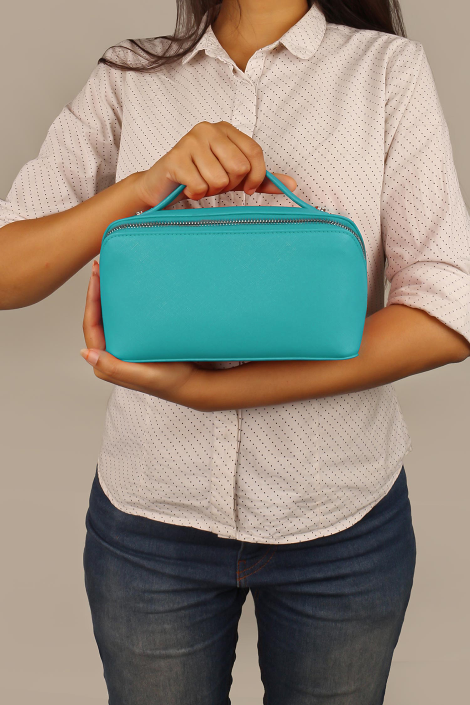 Buy Blue Emi Leather Rectangle Shaped Pouch by The House of Ganges ...