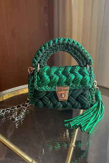 Buy Green Forestia Braided Sling Bag With Strap by BIJIT Online at Aza ...
