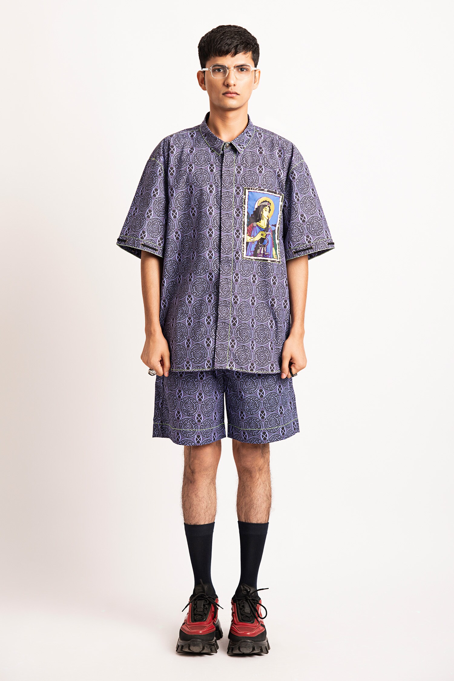 Buy Purple Cotton Print Mandala Goddess Hecate Shirt With Shorts For ...