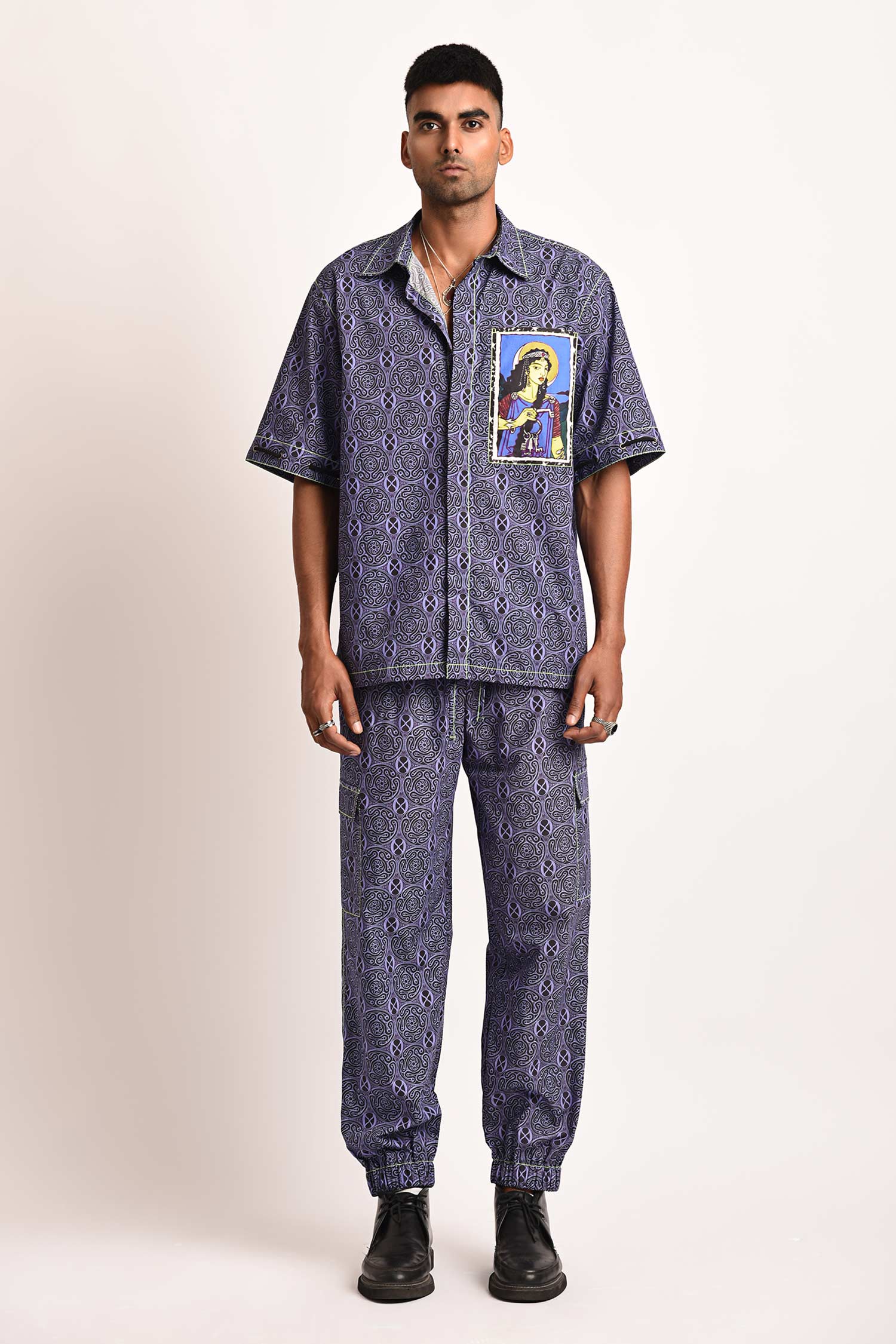 Buy Purple Cotton Print Mandala Goddess Hecate Shirt With Pant For Men ...