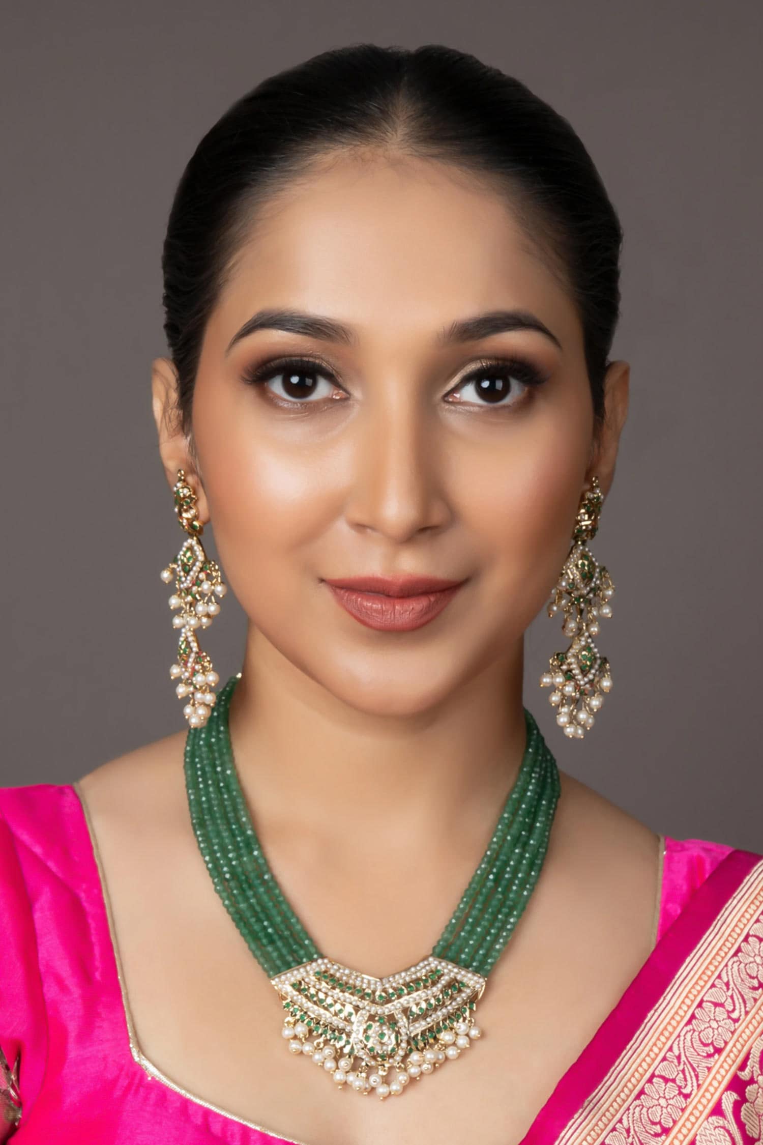 Buy Green Stone Tanmaniya Bead Embellished Necklace Set by Queens ...