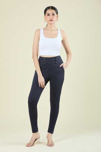 Buy Blue Nr Roma Solid Jegging For Women by Naintara Bajaj Online at ...