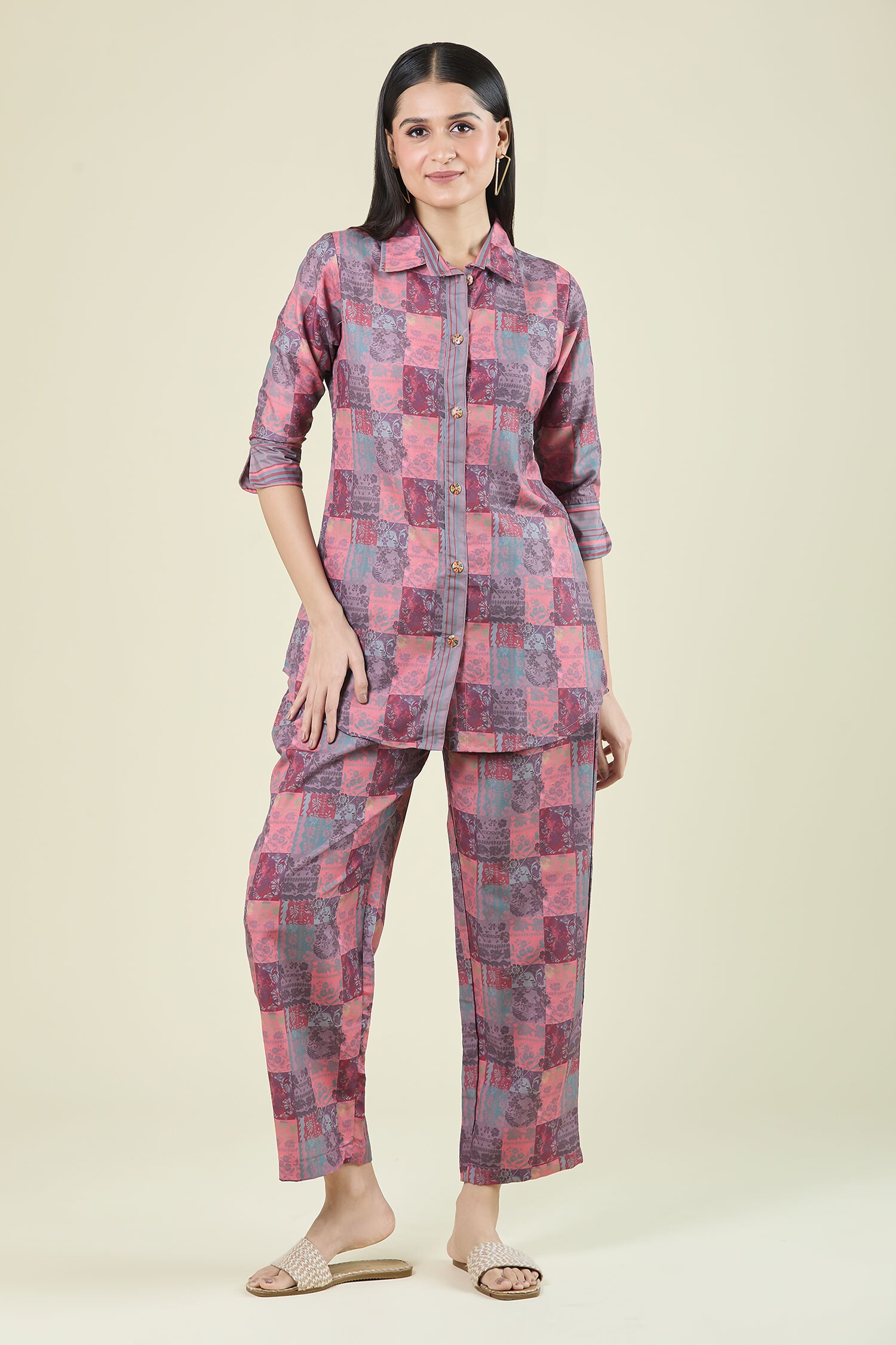 Buy Peach Viscose Rayon Print Floral Collared Neck Flower Tile Shirt ...