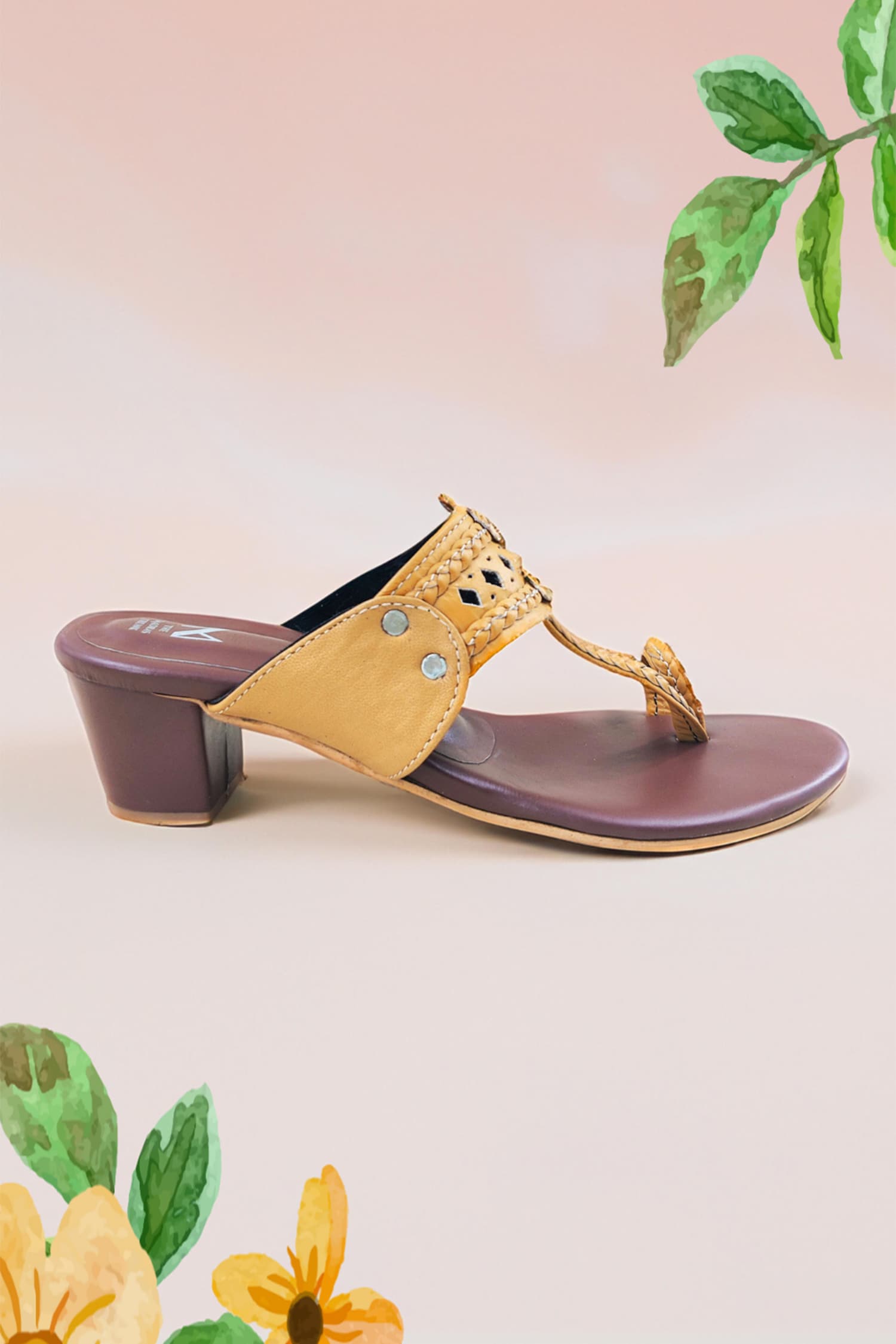Buy Brown Colorblock Braided Kolhapuri Heels by The Madras Trunk Online ...