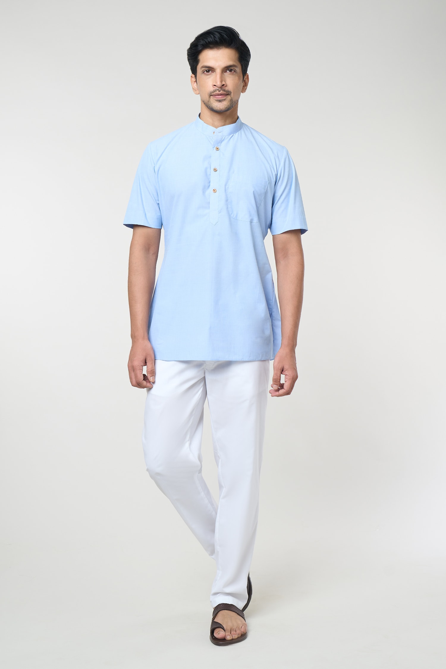 Buy Blue Cotton Plain Kurta Set For Men by RNG Safawala Online at Aza Fashions.