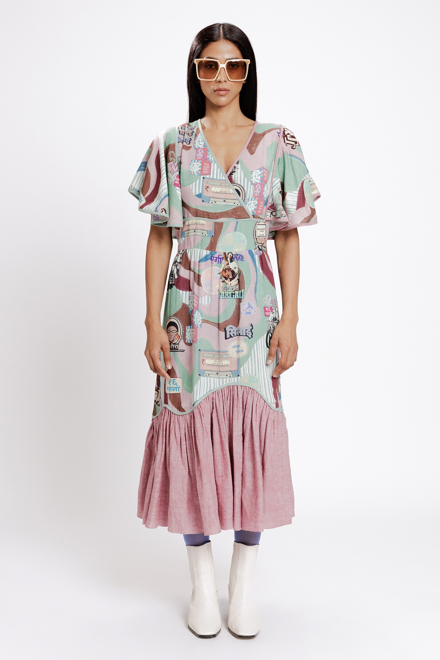 Buy Multi Color Rayon Flex 130 Gsm Print Bollywood Glam Filmy Flapper ...