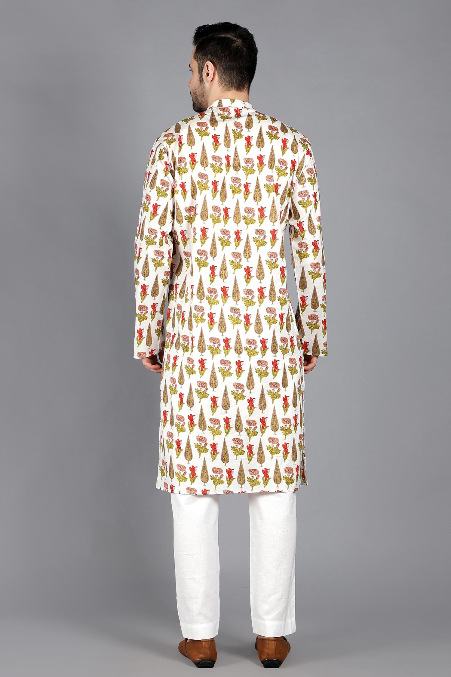 Buy Kalp Multi Color Cotton Harfi Flower Print Kurta Online | Aza Fashions