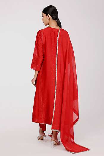 Buy Komal Shah Cotton Embroidered Kalidar Kurta Set Online | Aza Fashions