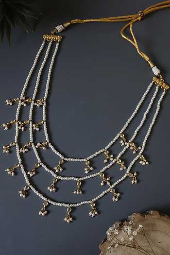 Buy Phiroza Zumra Multi String Kundan Pearl Contemporary Necklace ...