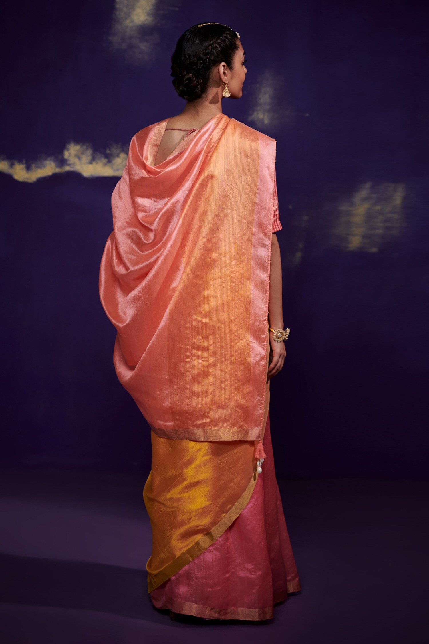 Buy Dressfolk Pink Chanderi Saree Online | Aza Fashions
