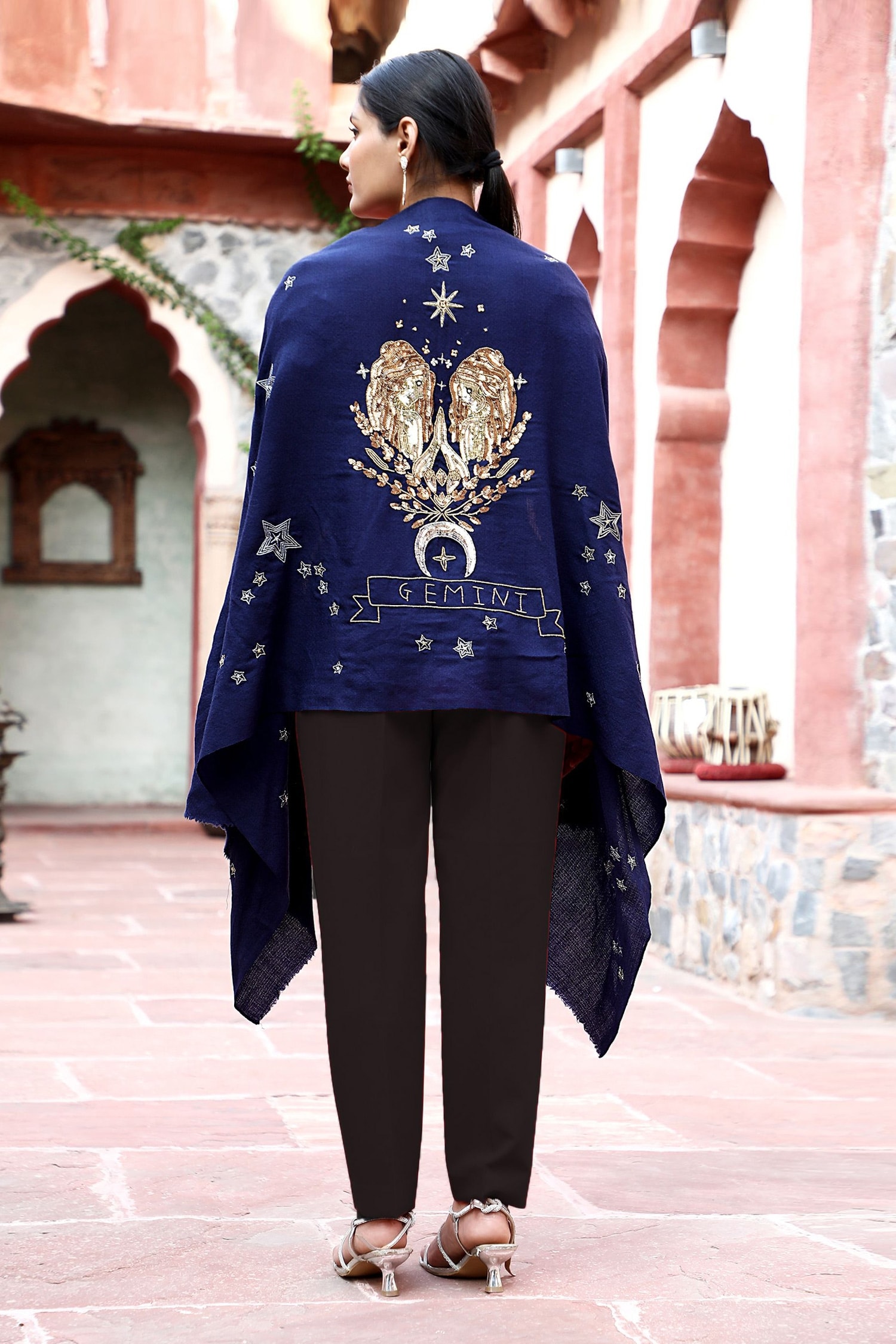 Buy Dusala Shawls Gemini Sequin Pipe And Thread Work Stole Online | Aza ...