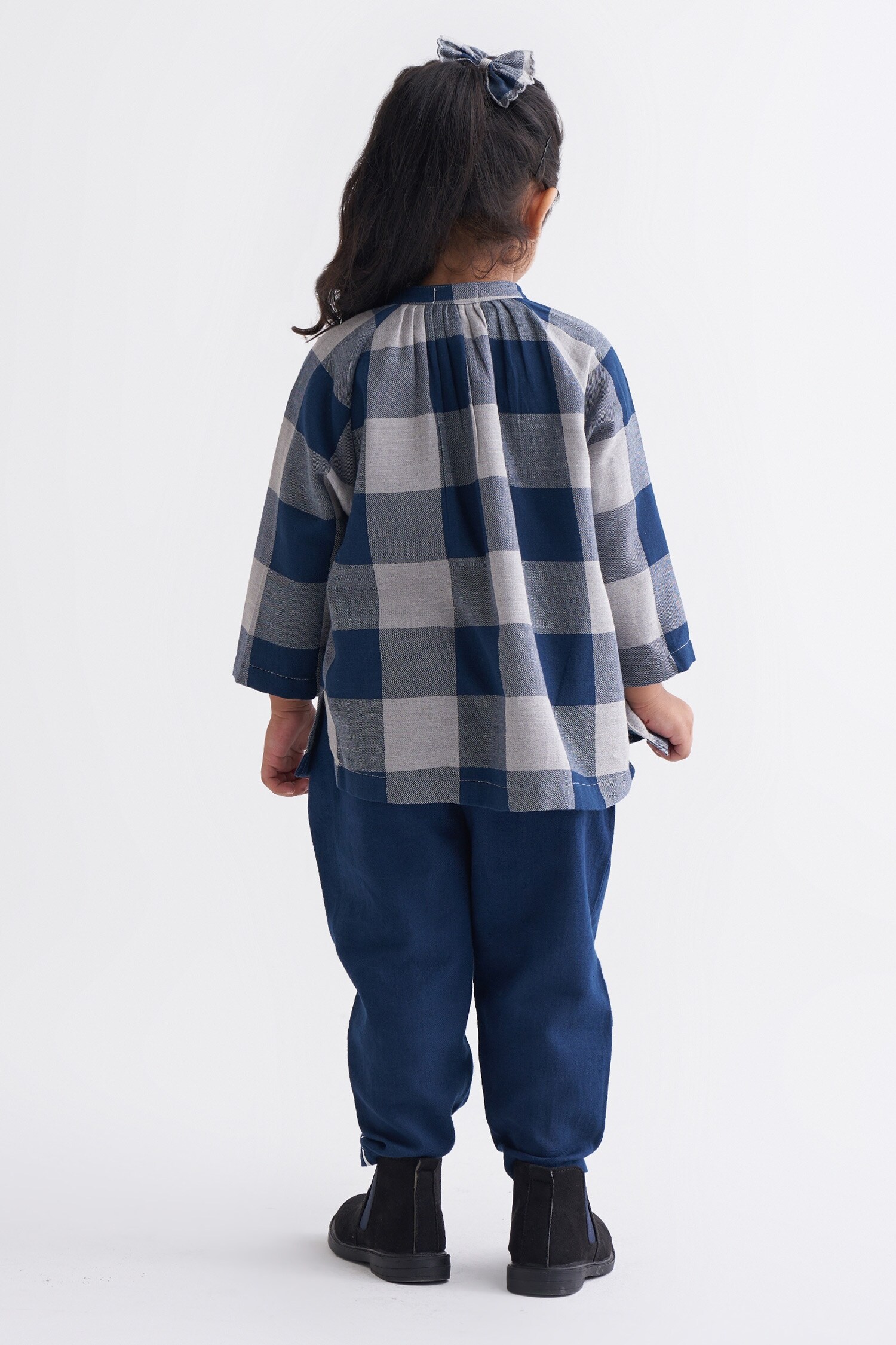 Buy Three Blue Checkered Top For Girls Online | Aza Fashions