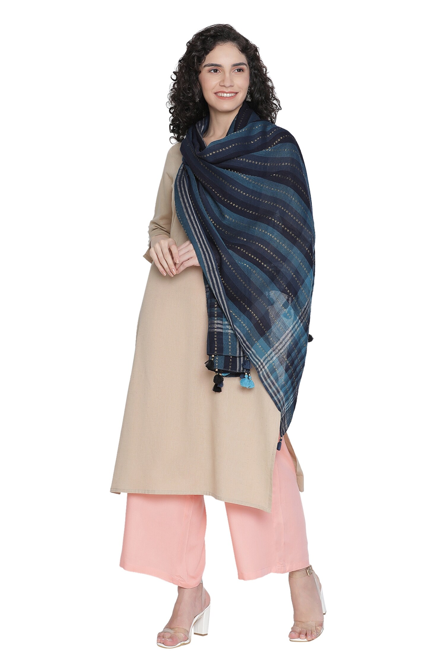 Buy Shingora Woolen Striped Stole Online | Aza Fashions