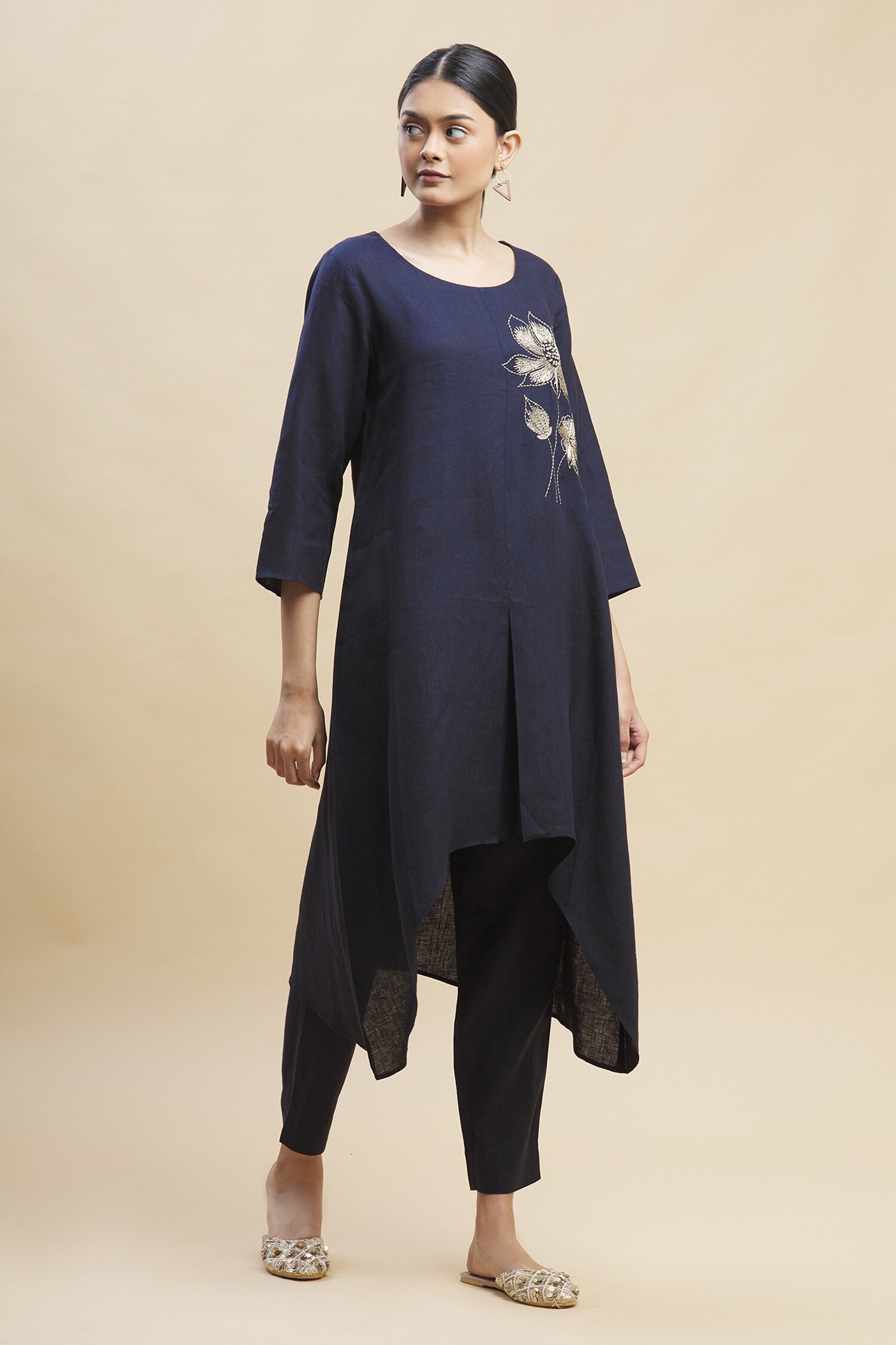 Buy Blue 100% Linen Pant For Women by Linen Bloom Online at Aza Fashions.