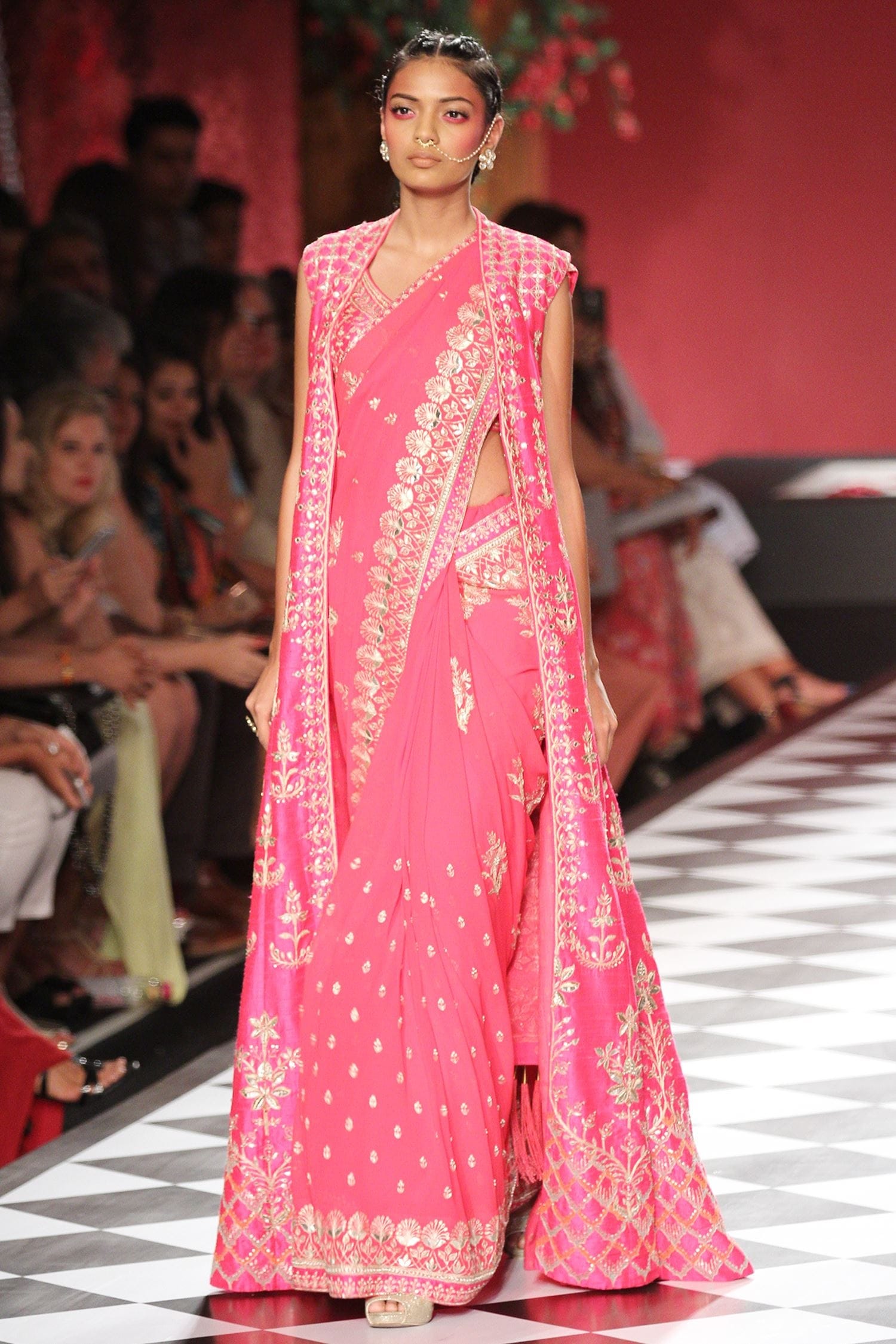 Anita Dongre Pink Embroidered Saree