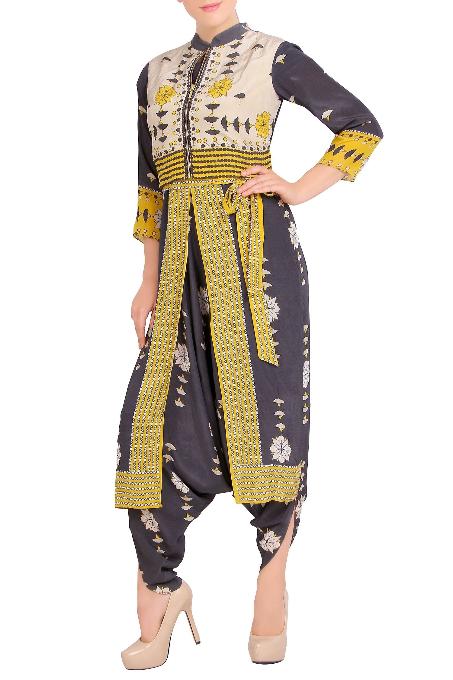 Buy Printed Jumpsuit with Jacket by Soup by Sougat Paul at Aza Fashions