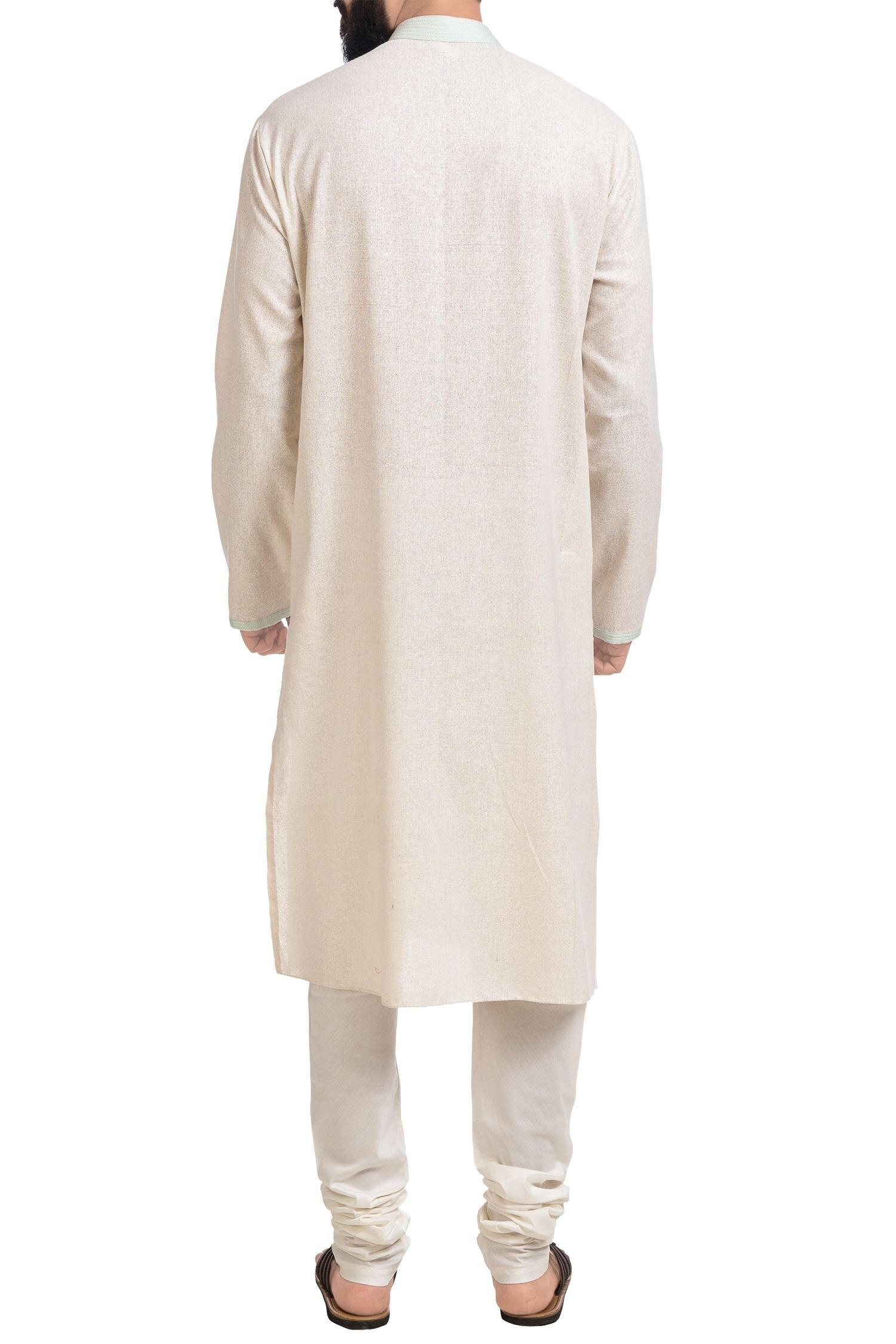 Buy Poonam Kasera White Matka Silk Embroidered Kurta And Churidar ...