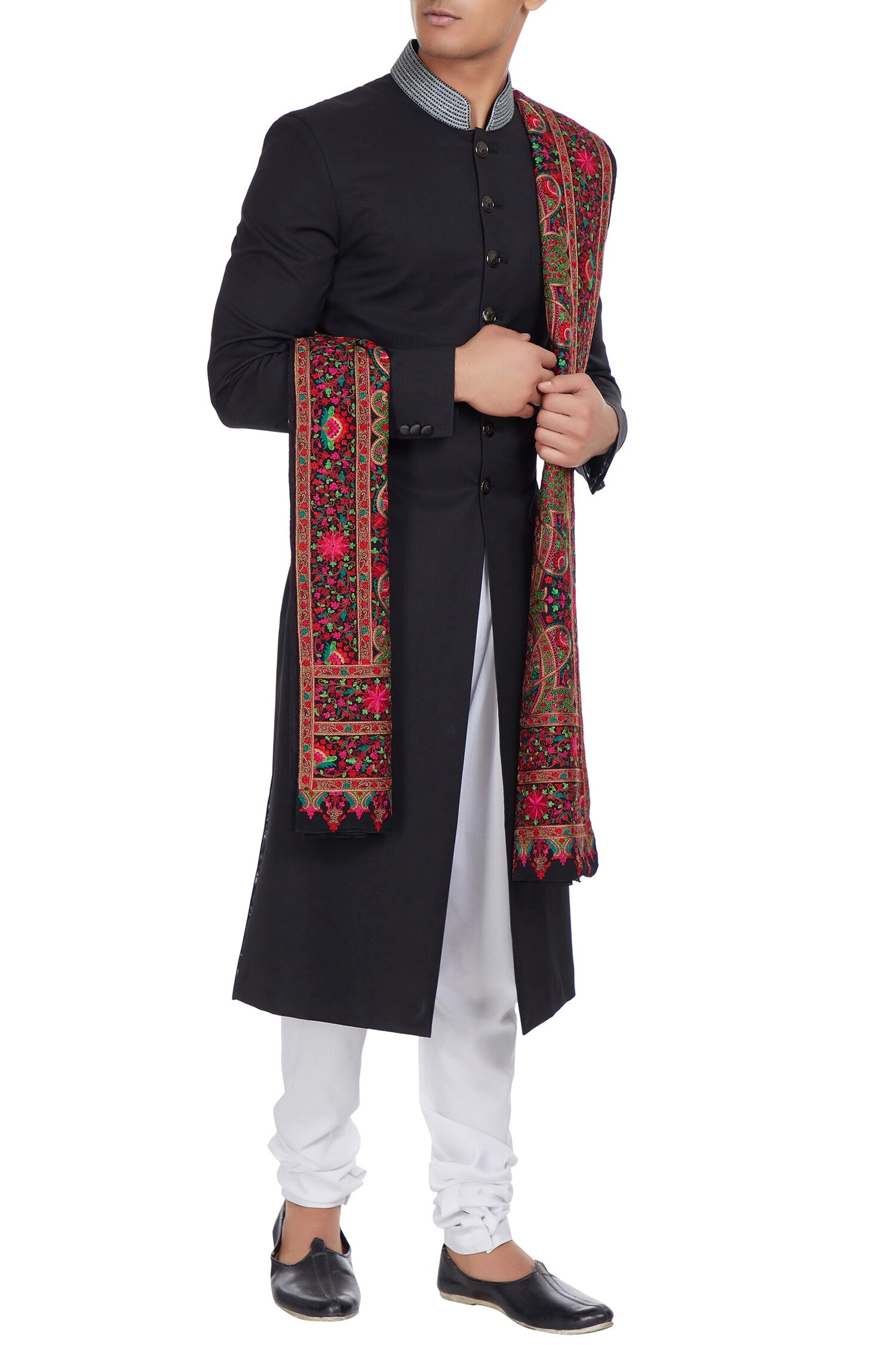 Buy Paresh Lamba Multi Color Chiffon Thread Embroidered Shawl Online ...