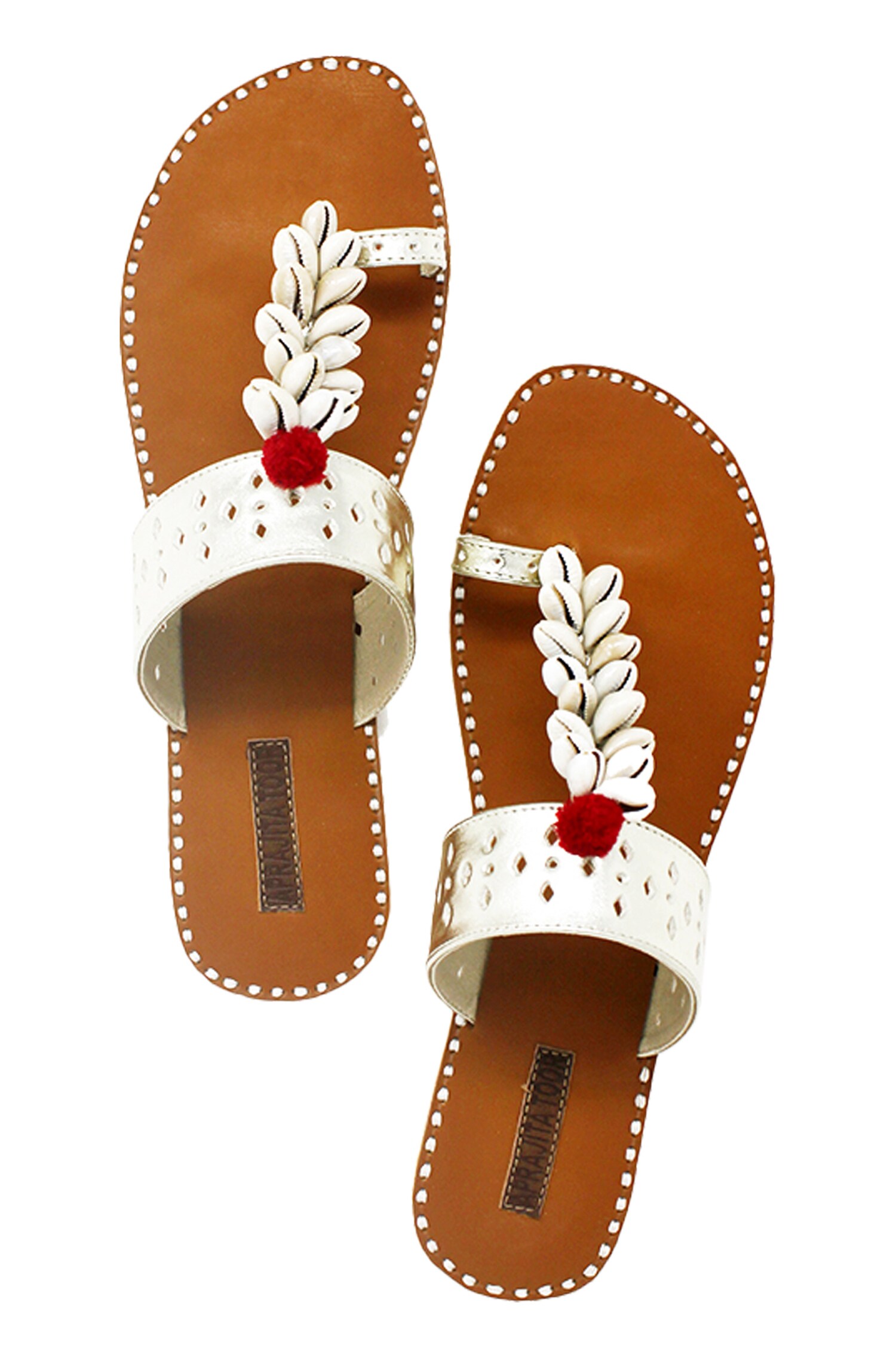 Buy Aprajita Toor Silver Embellished Kolhapuri Flats Online | Aza Fashions