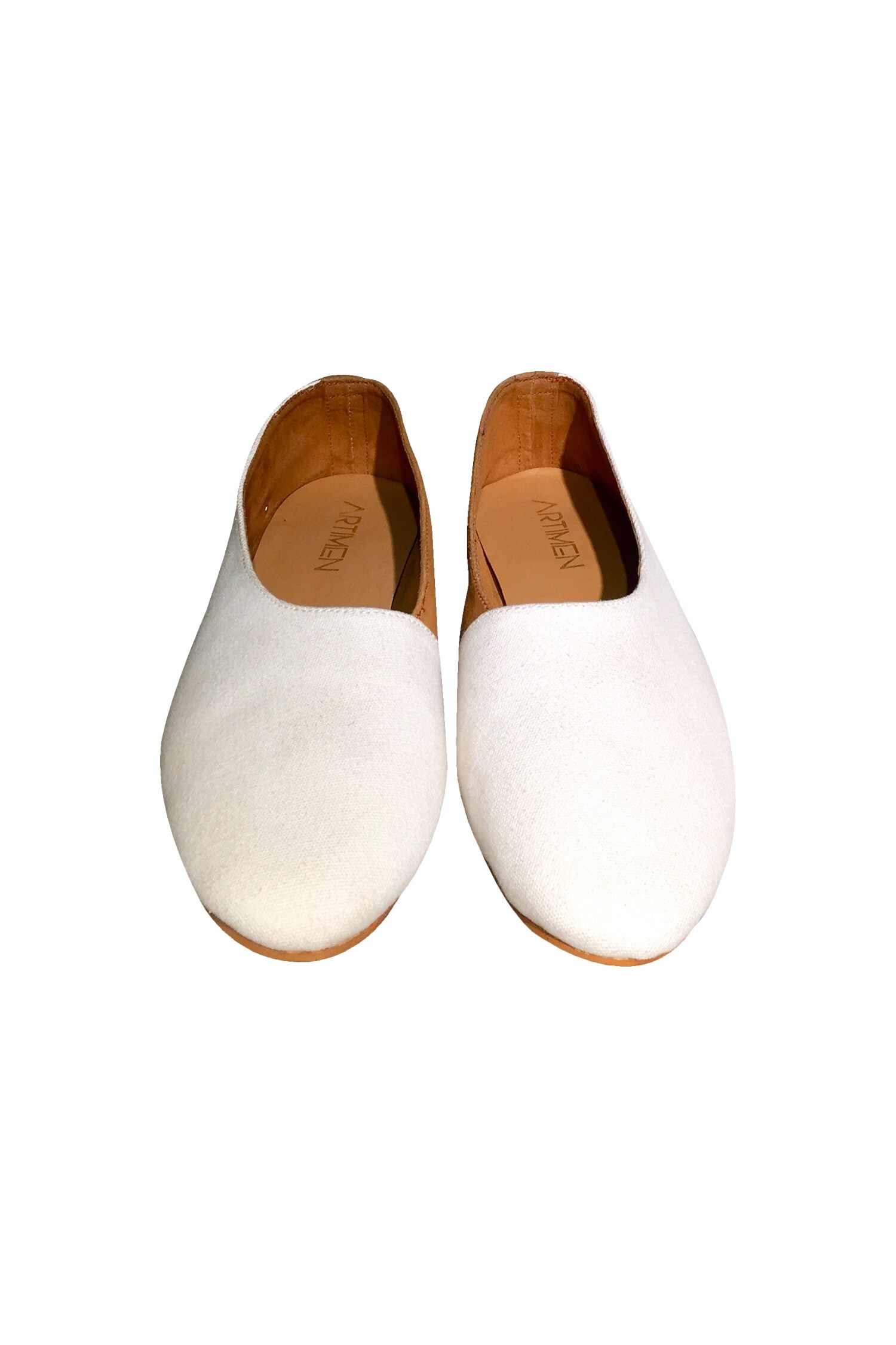 Buy Artimen White And Tan Non-leather Handcrafted Flip Side Shoes ...