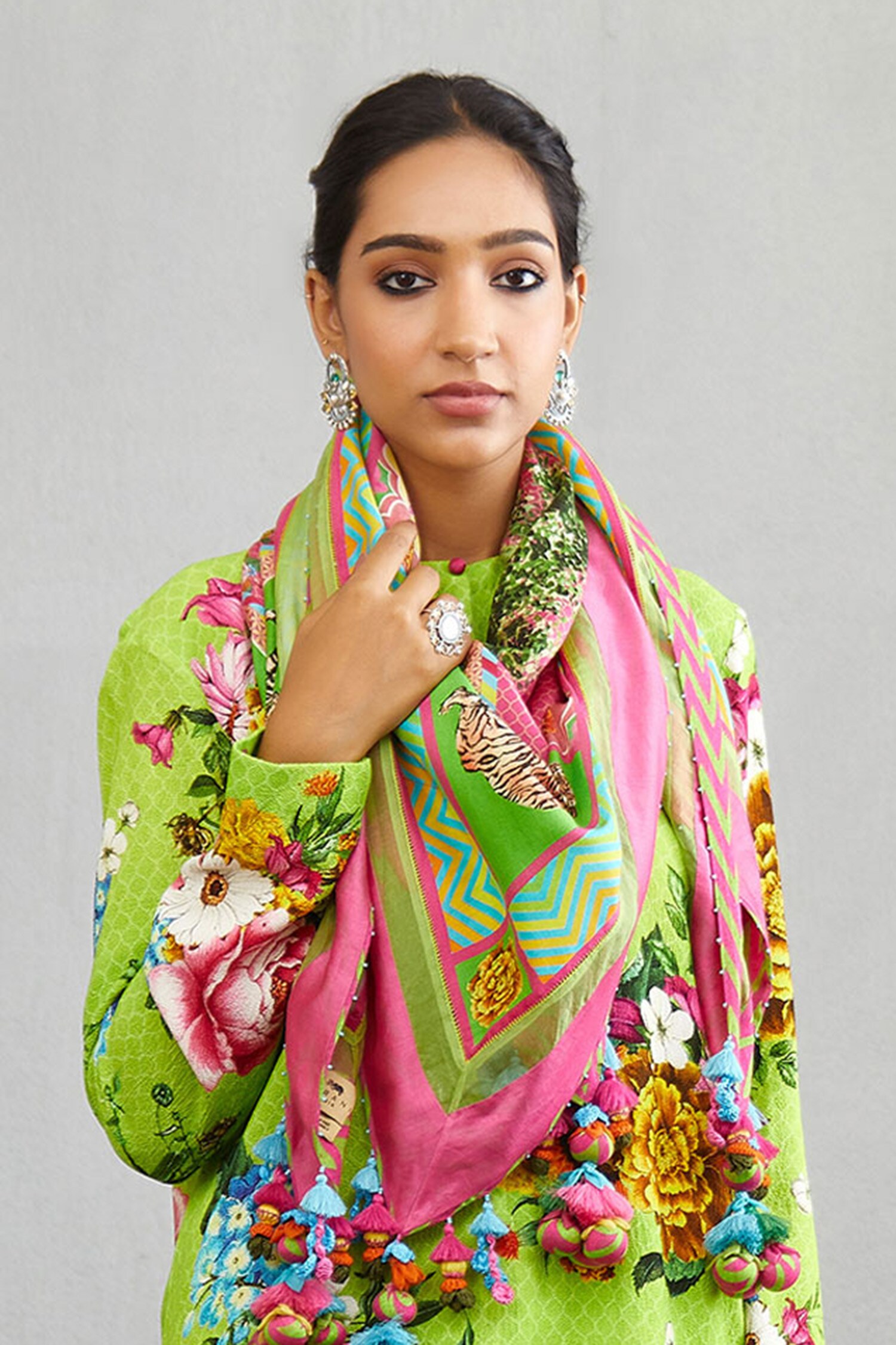 Buy Pink Rang Raani Kanan Scarf by Torani Online at Aza Fashions.