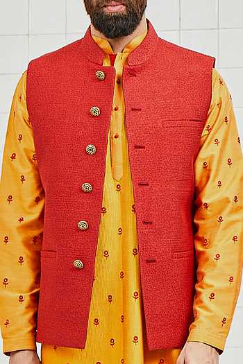 Buy Textured Nehru Jacket by Rajesh Pratap Singh - Men at Aza Fashions