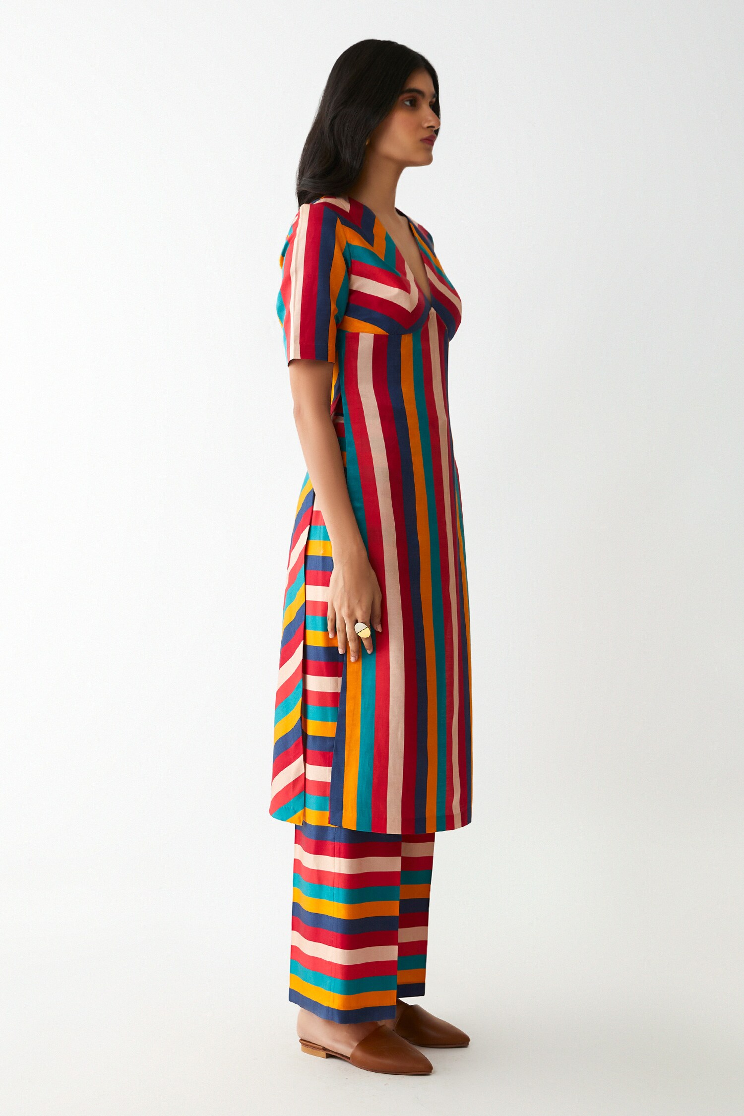 Buy Kshitij Jalori Striped Kurta Set Online | Aza Fashions