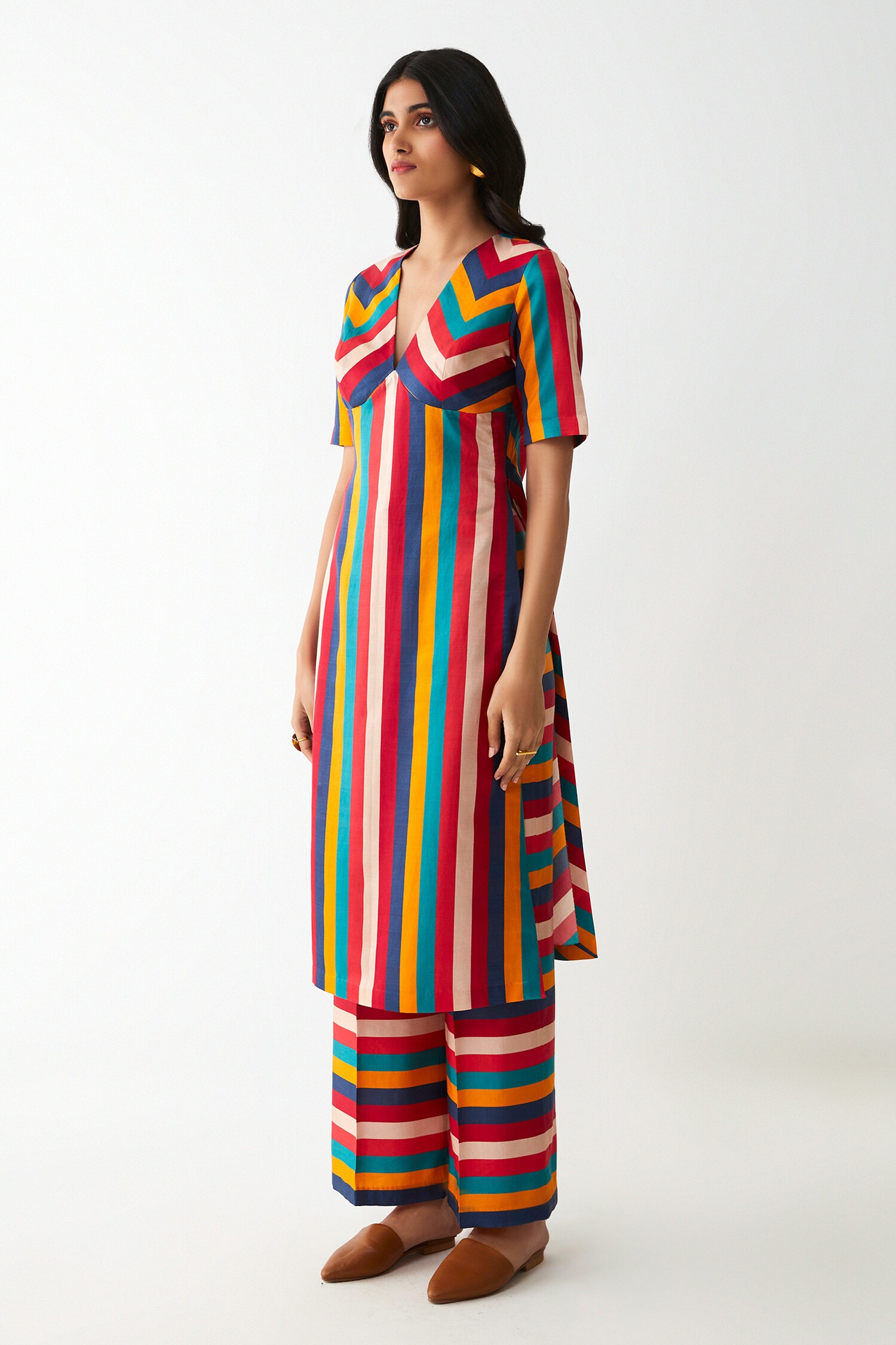 Buy Kshitij Jalori Striped Kurta Set Online | Aza Fashions