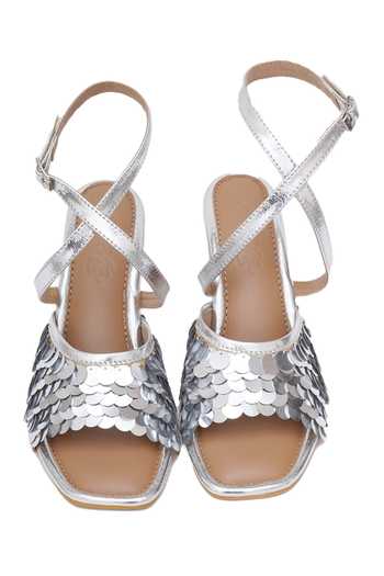 Buy Silver Embellishment Sequin Heels by Sole House Online at Aza Fashions.