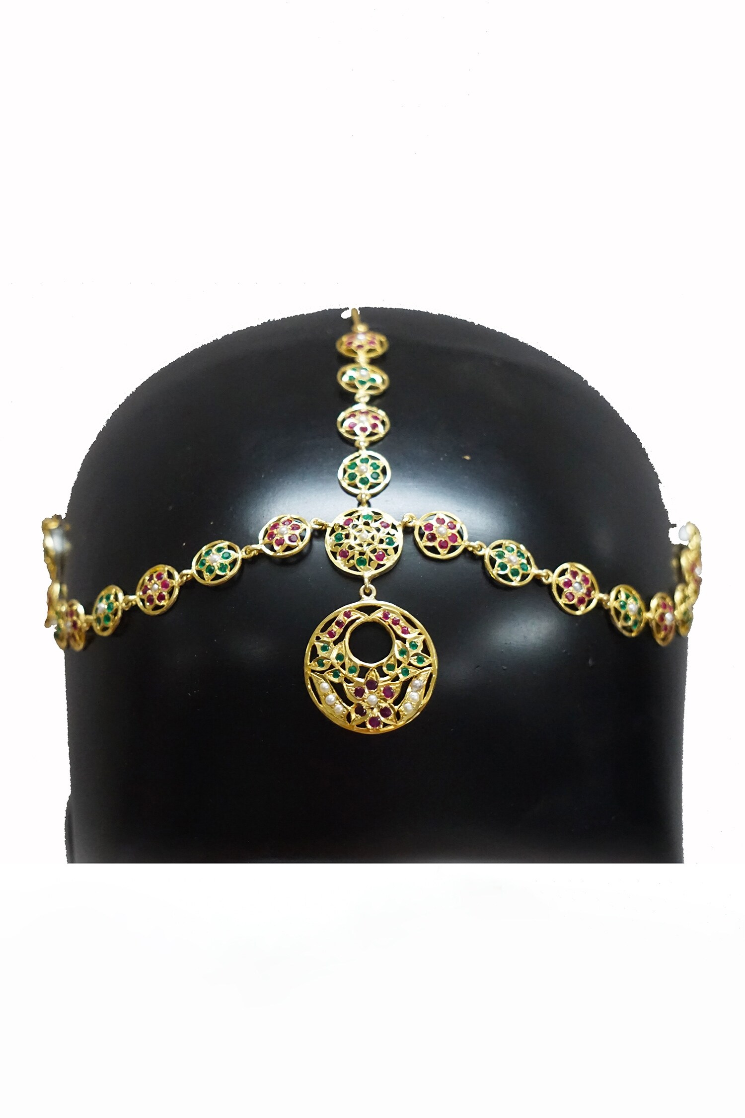 Buy Devanshi Renu Jewels Stone Embellished Mathapatti Online | Aza Fashions