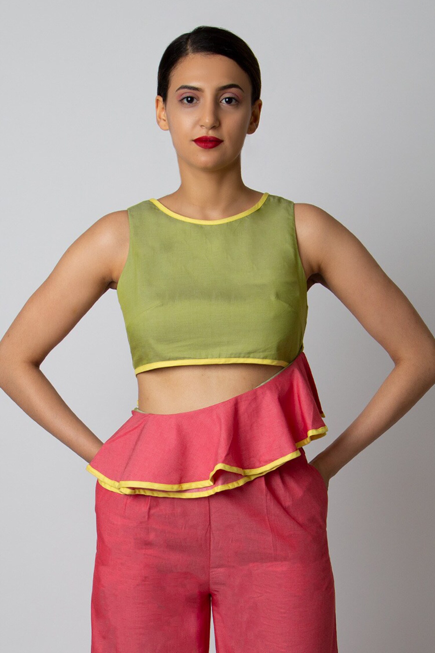 Buy Green Ruffle Top For Women by Three Piece Company Online at Aza ...